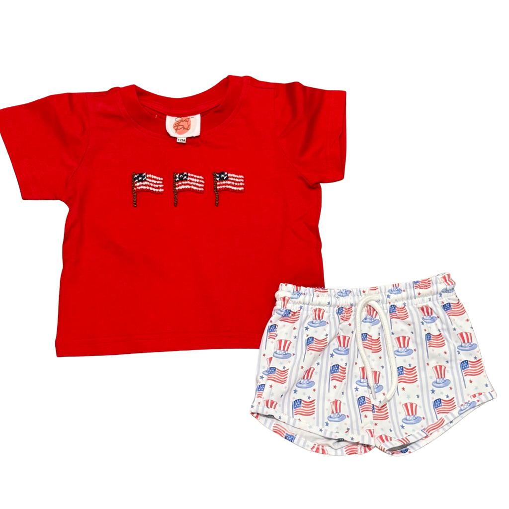Oh Say Can You Sea Boys Shorts Set – Sweet Peach Smocks, LLC.